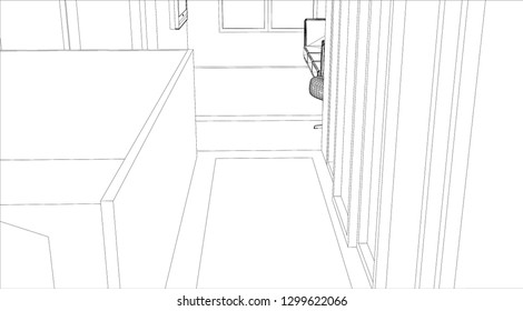 Sketch Design Interior Hall Vector Stock Vector (Royalty Free ...