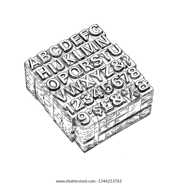 Sketch Design Machine Letters Hand Drawn Stock Vector (Royalty Free ...
