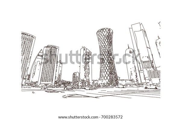 Sketch Doha Qatar Vector Illustration Stock Vector (Royalty Free) 700283572