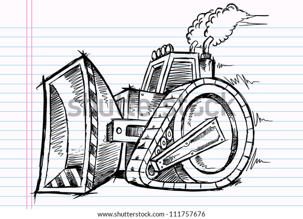 Sketch Doodle Bulldozer Vector Illustration Stock Vector (Royalty Free ...