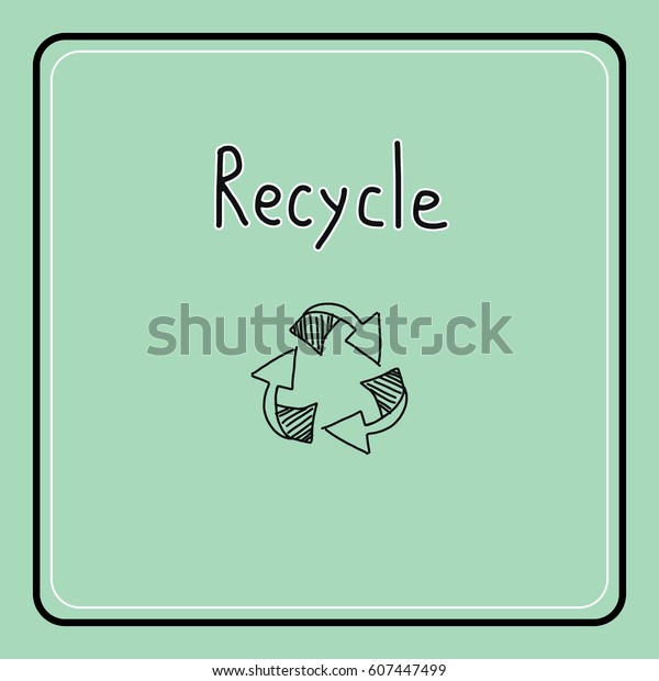 Vektor Stok Sketch Doodle Recycle Reuse Symbol Hand (Tanpa Royalti ...