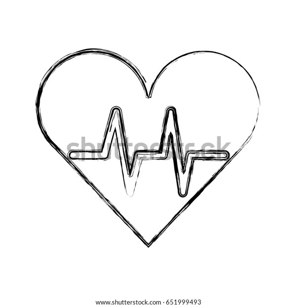 Sketch Draw Heart Beat Pulse Stock Vector (Royalty Free) 651999493 ...