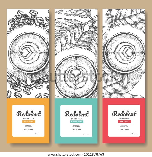 Sketch Drawing Art Coffee Packaging Label Stock Vector (Royalty Free ...