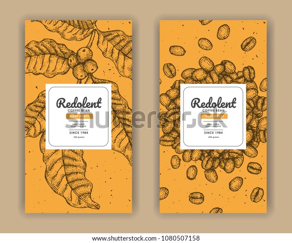 Sketch Drawing Art Coffee Packaging Label Stock Vector (Royalty Free ...