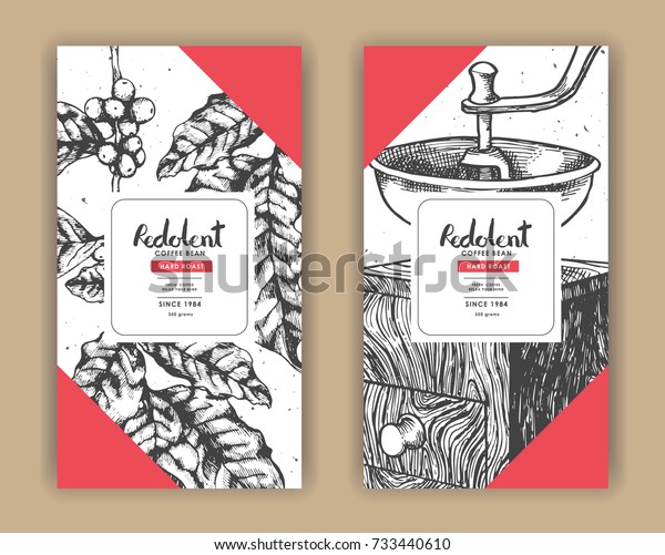 Sketch Drawing Art Coffee Packaging Label Stock Vector (Royalty Free ...