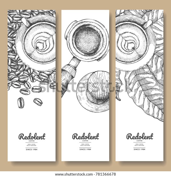 Sketch Drawing Art Coffee Packaging Label Stock Vector (Royalty Free ...