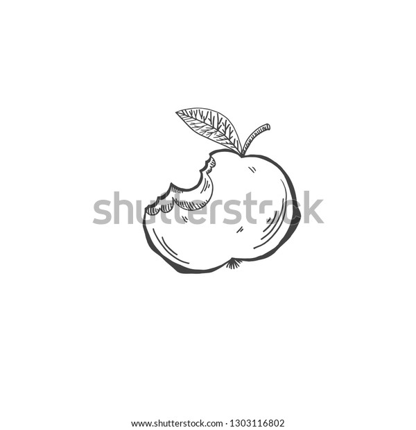 Sketch Drawing Bitten Apple Cartoon Draw: เวกเตอร์สต็อก (ปลอดค่า ...