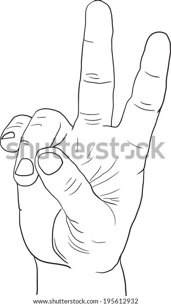Sketch Drawing Hand Victory Sign Vector Stock Vector (Royalty Free ...