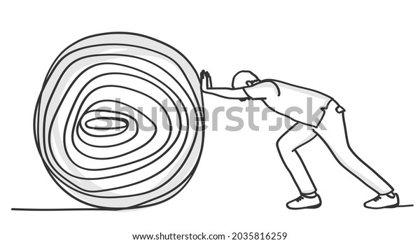 Sketch Drawing Man Pushing Weight Hand Stock Vector (Royalty Free ...