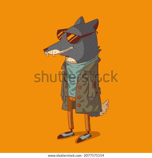 Sketch Drawn Vector Illustration Humanized Wolf Stock Vector (Royalty ...