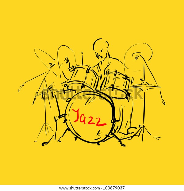 Sketch Drummer Vector Illustration Stock Vector (Royalty Free ...