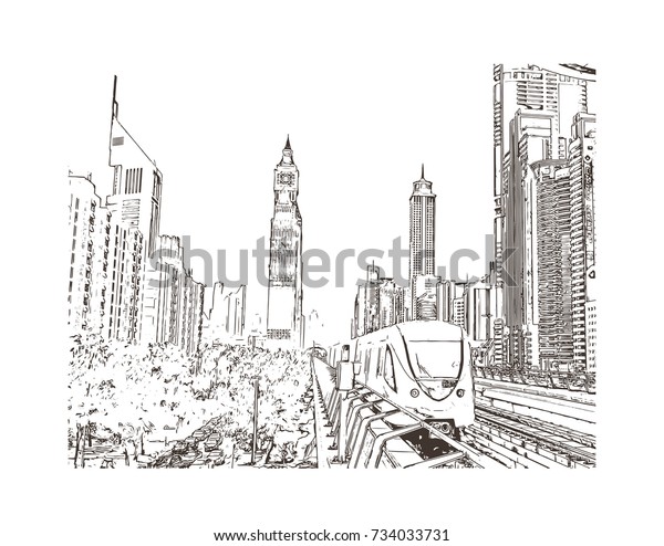 「Sketch Dubai Metro Vector Illustration」のベクター画像素材（ロイヤリティフリー） 734033731 ...