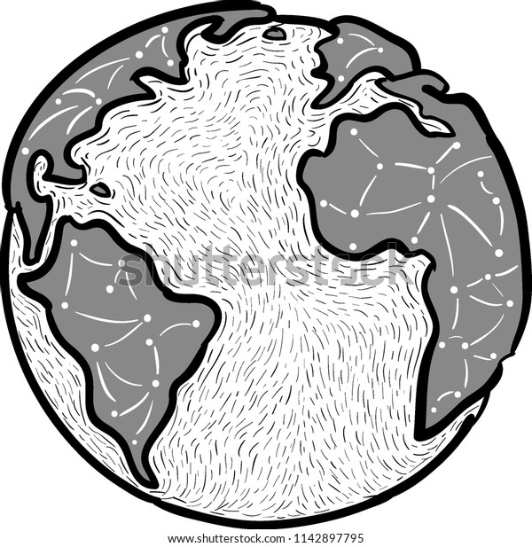 Sketch Earth Connectivity Concept Digital Drawing Stock Vector (Royalty ...