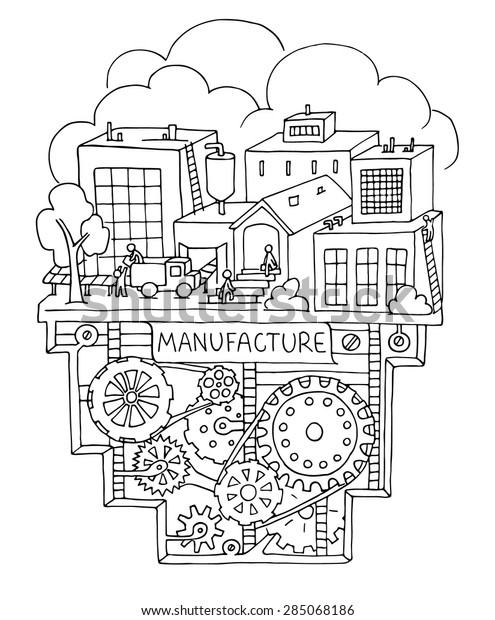 Sketch Factory Work Working People Workshop Stock Vector (Royalty Free ...