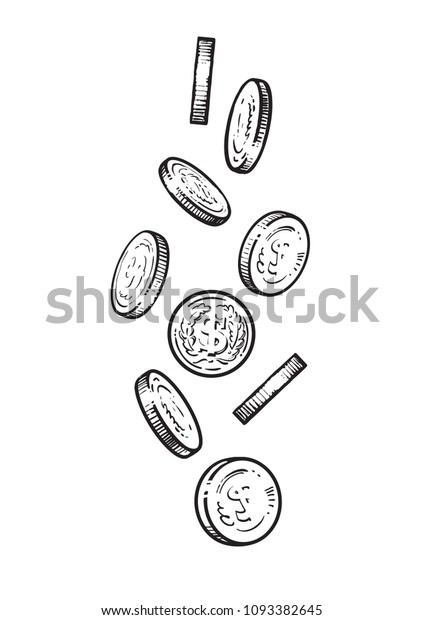 Sketch Falling Coins Set Metal Money Stock Vector (Royalty Free ...