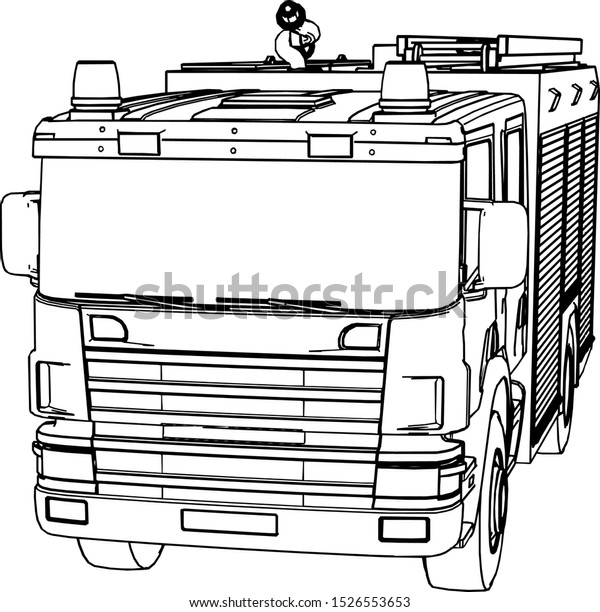 Sketch Fire Engine Vector On White Stock Vector (Royalty Free ...