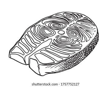 Sketch Fish Slice Isolated On White Stock Vector (Royalty Free ...