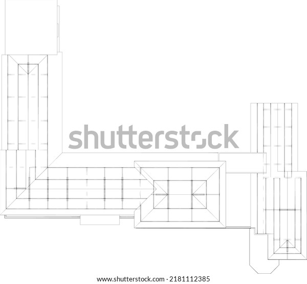 Sketch Floor Plan Top View Roof 库存矢量图（免版税）2181112385 | Shutterstock