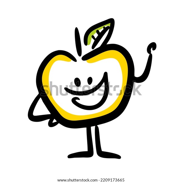 Sketch Funny Doodle Apple Charecter Cartoons Stock Vector (Royalty Free ...
