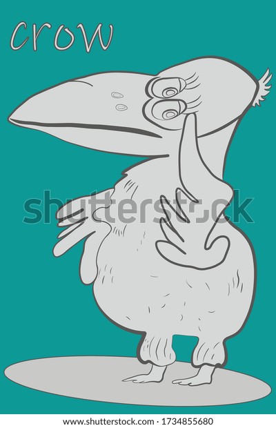 Sketch Funny Fat Crow On Blue Stock Vector (Royalty Free) 1734855680 ...