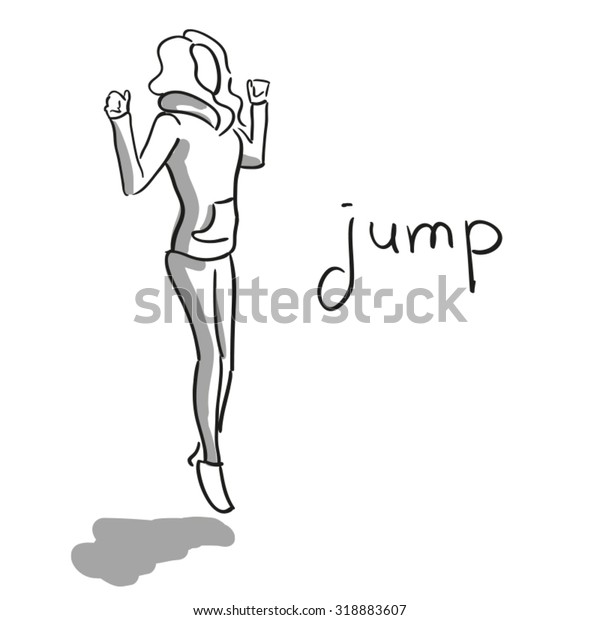 Sketch Girl Jumping Stock Vector (Royalty Free) 318883607 | Shutterstock