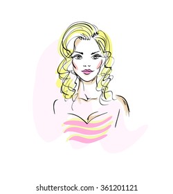 Sketch Girl Portrait Vector Stock Vector (Royalty Free) 361665323