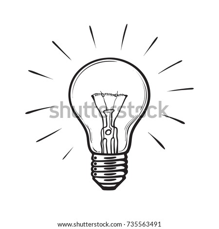 Sketch Glowing Light Bulb Creative Idea Stock Vector (Royalty Free ...