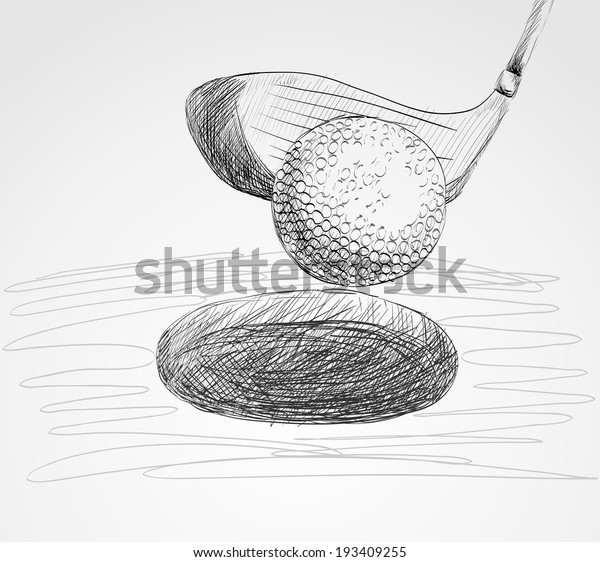 sketch of a golf ball. Hand drawn illustration