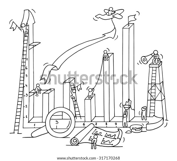 Sketch Graph Construction Working People Loupe Stock Vector (Royalty ...