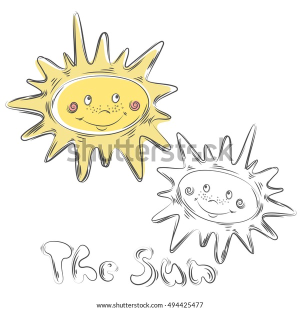 Sketch Hand Drawn Smiling Sun Cartoon Stock Vector (Royalty Free ...