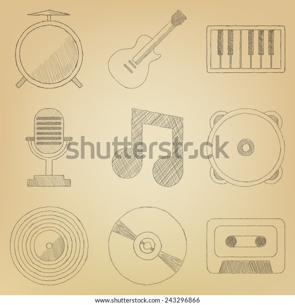 Sketch Icon Set Music Stock Vector (Royalty Free) 243296866 | Shutterstock