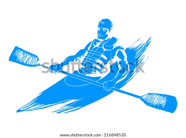 Sketch Illustration Man Kayaking Stock Vector (Royalty Free) 216848530 ...