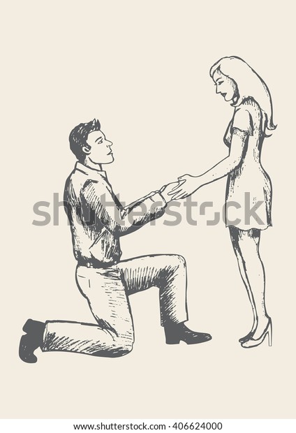 Sketch Illustration Man Kneeling Down Holding Stock Vector (Royalty ...