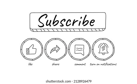 Sketch Illustration Subscribe Button Set Cartoon Stock Vector (Royalty ...