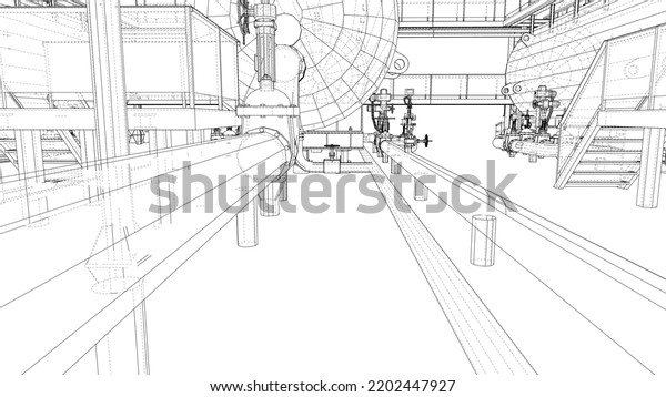 Sketch Industrial Equipment Vector Rendering 3d Stock Vector (Royalty ...