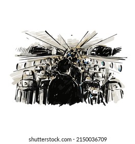 Sketch Inside Airplane Hand Draw Stock Vector (Royalty Free) 2150036709 ...