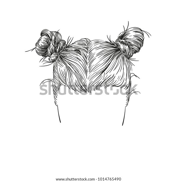 Sketch Isolated Two Buns Hairstyle Hand Stock Vector (Royalty Free ...