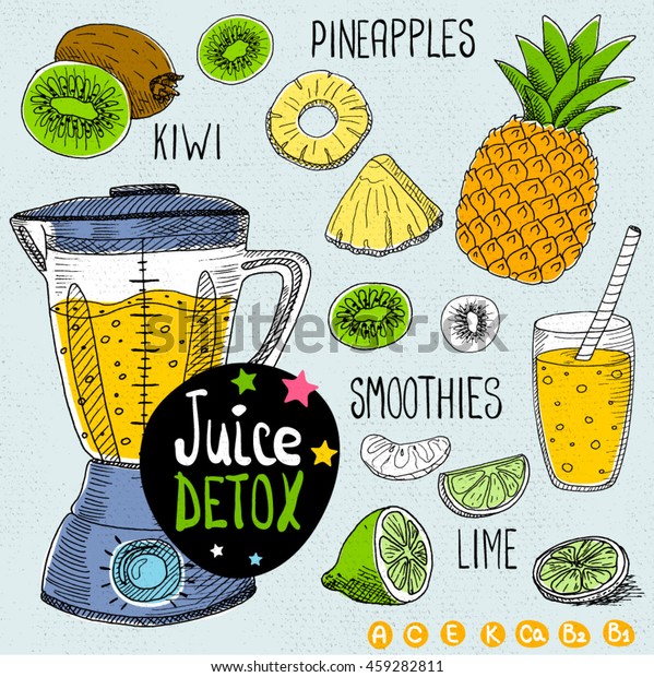 Sketch Juice Detox Set Hand Drawn Stock Vector (Royalty Free) 459282811 ...