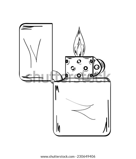 Sketch Lighter Flame On White Background Stock Vector (Royalty Free ...