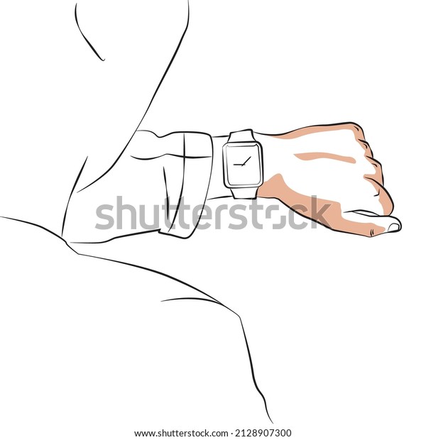 Sketch Man Looking Watch Stock Vector (Royalty Free) 2128907300 ...