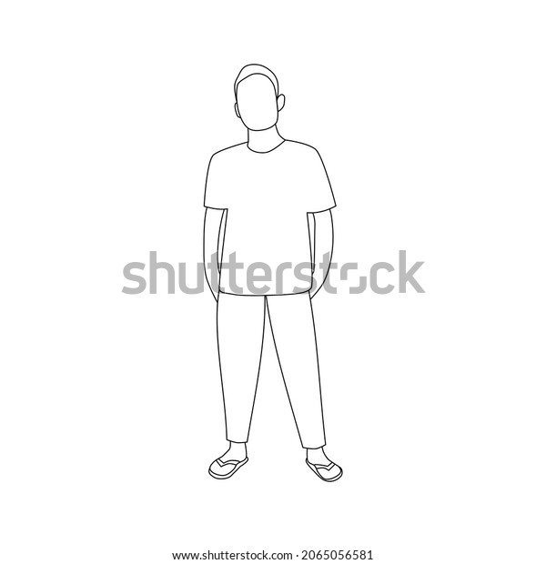 Sketch Man Standing Coloring Book Suitable Stock Vector (Royalty Free ...