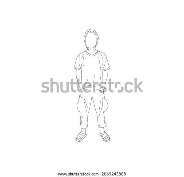 Sketch Man Standing Coloring Book Suitable Stock Vector (Royalty Free ...
