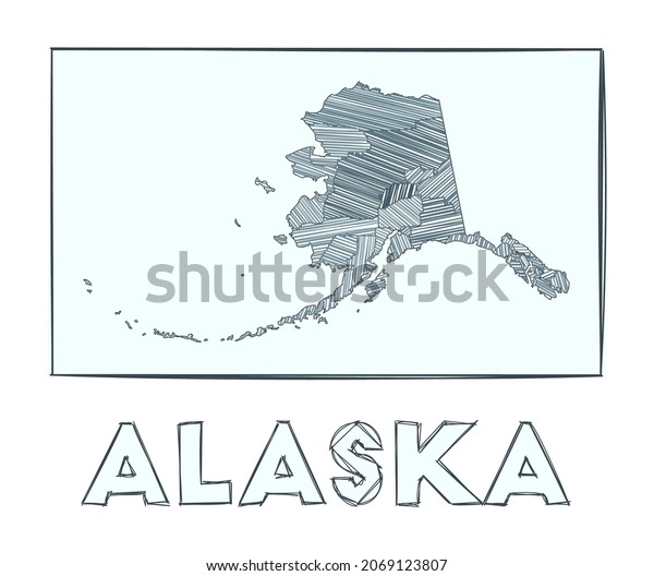Sketch Map Alaska Grayscale Hand Drawn: เวกเตอร์สต็อก (ปลอดค่าลิขสิทธิ์ ...