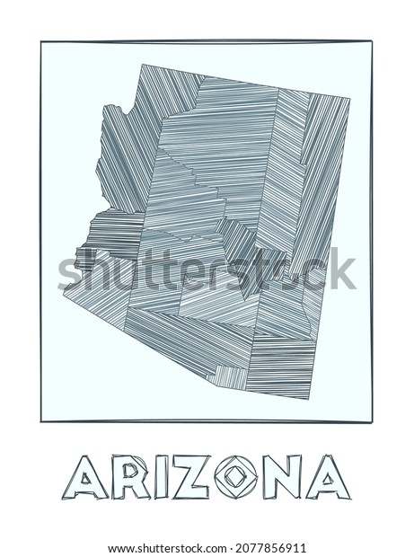 Sketch Map Arizona Grayscale Hand Drawn Stock Vector (Royalty Free ...