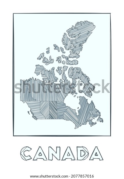 Sketch Map Canada Grayscale Hand Drawn Stock Vector (Royalty Free ...