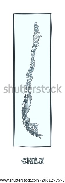 Sketch Map Chile Grayscale Hand Drawn Stock Vector (Royalty Free ...