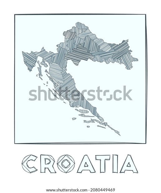 Sketch Map Croatia Grayscale Hand Drawn Stock Vector (Royalty Free ...