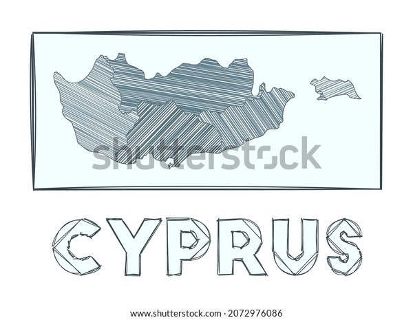 Sketch Map Cyprus Grayscale Hand Drawn Stock Vector (Royalty Free ...