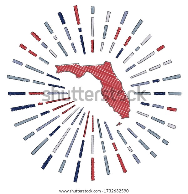 Sketch Map Florida Sunburst Around Us Stock Vector (Royalty Free ...