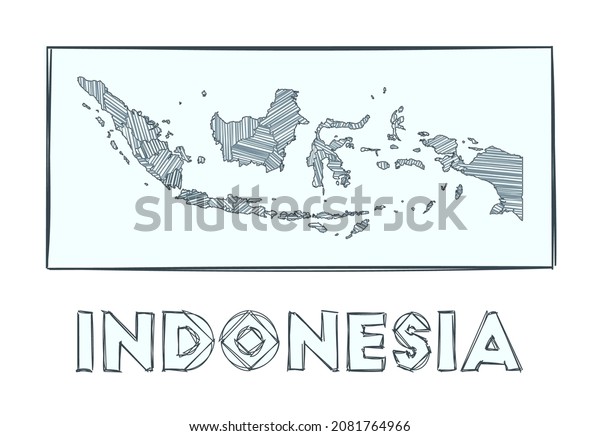 Sketch Map Indonesia Grayscale Hand Drawn Stock Vector (Royalty Free ...